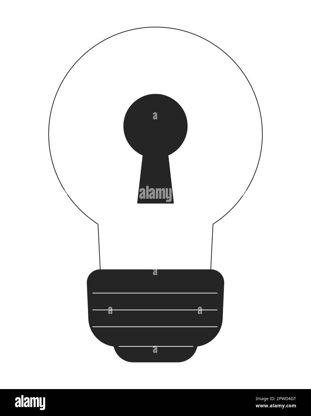 Light Bulb With Keyhole Flat Line Black White Vector Object Stock Vector Image And Art Alamy