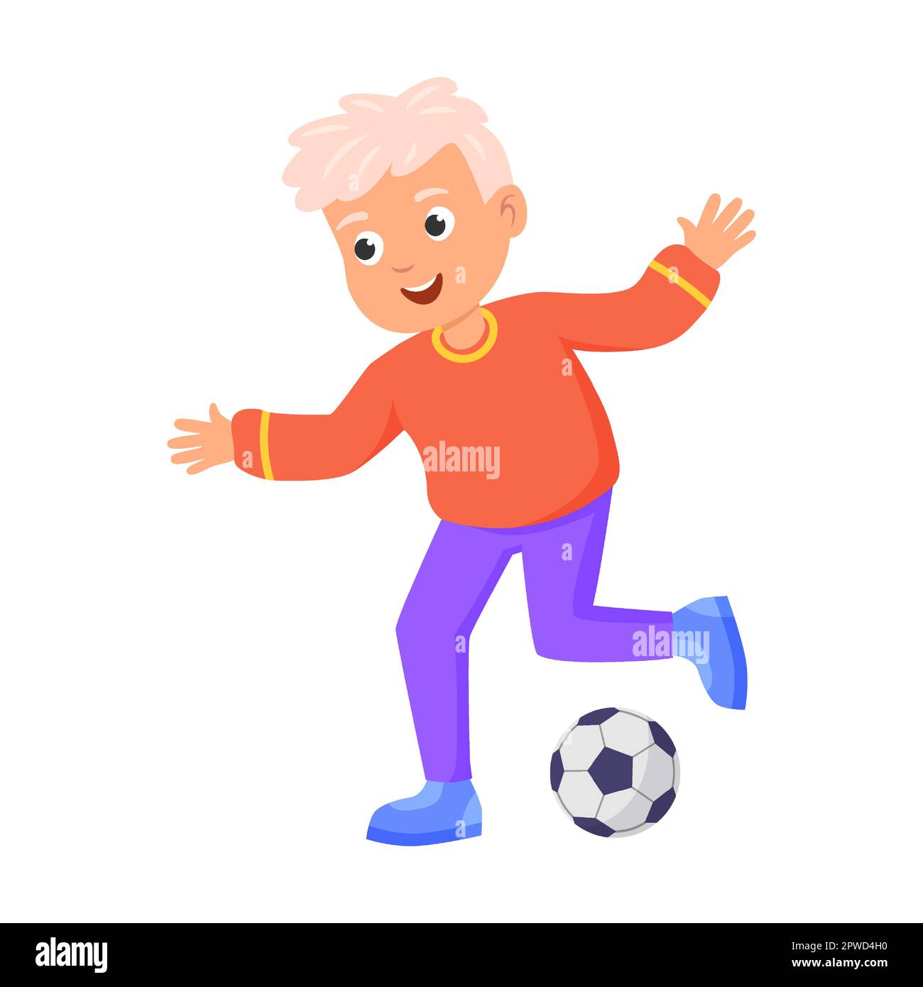 little boy plays football. Hobbie and activitie of kids. Vector ...