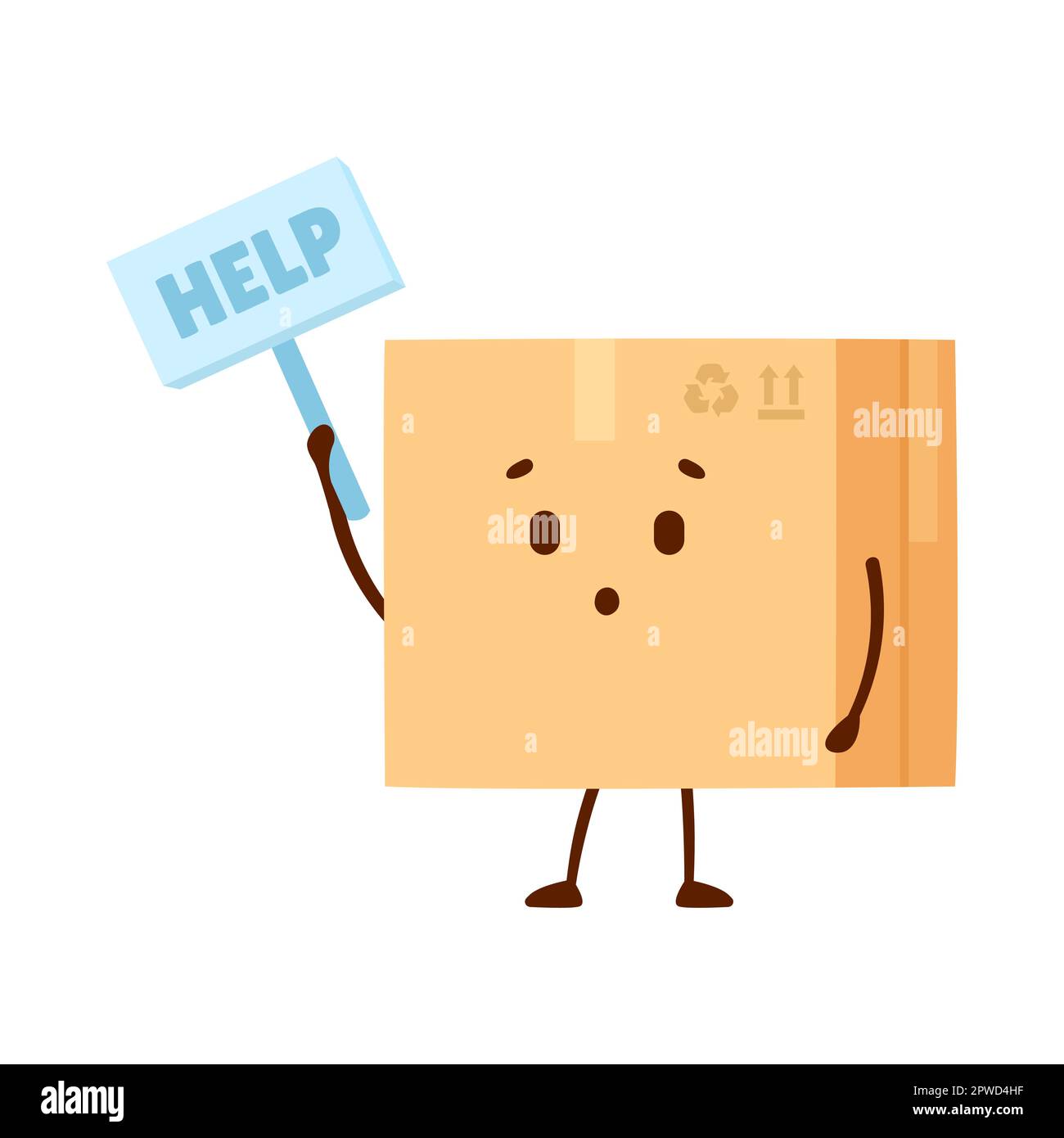 Confused comic cardboard box with help sign vector illustration Stock ...