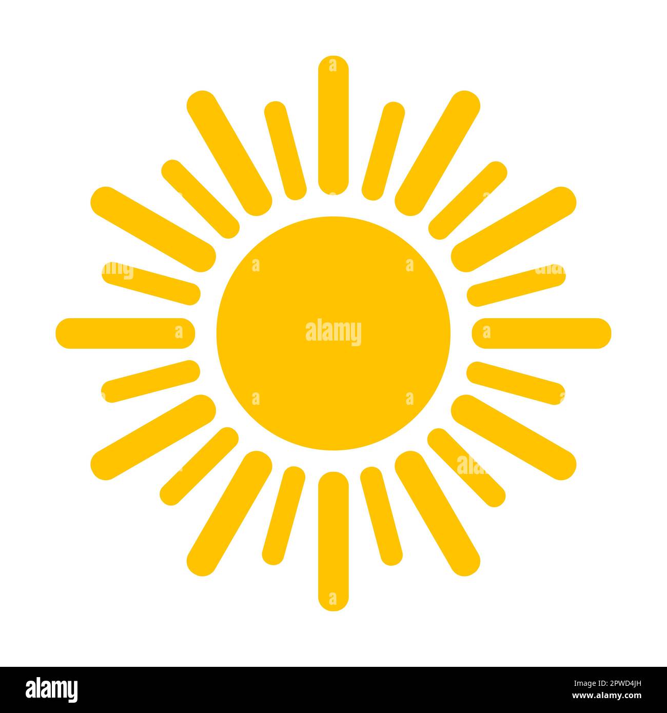 Shape of yellow sun. Vector illustration of bright yellow round sun ...