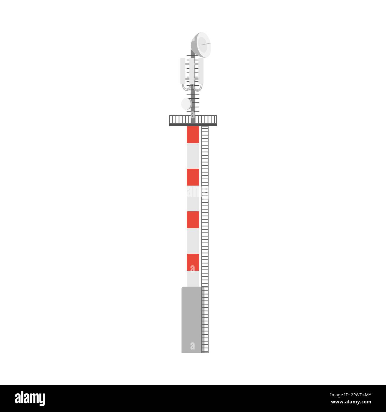 airport striped Antenna tower with satellite dishes vector illustration ...
