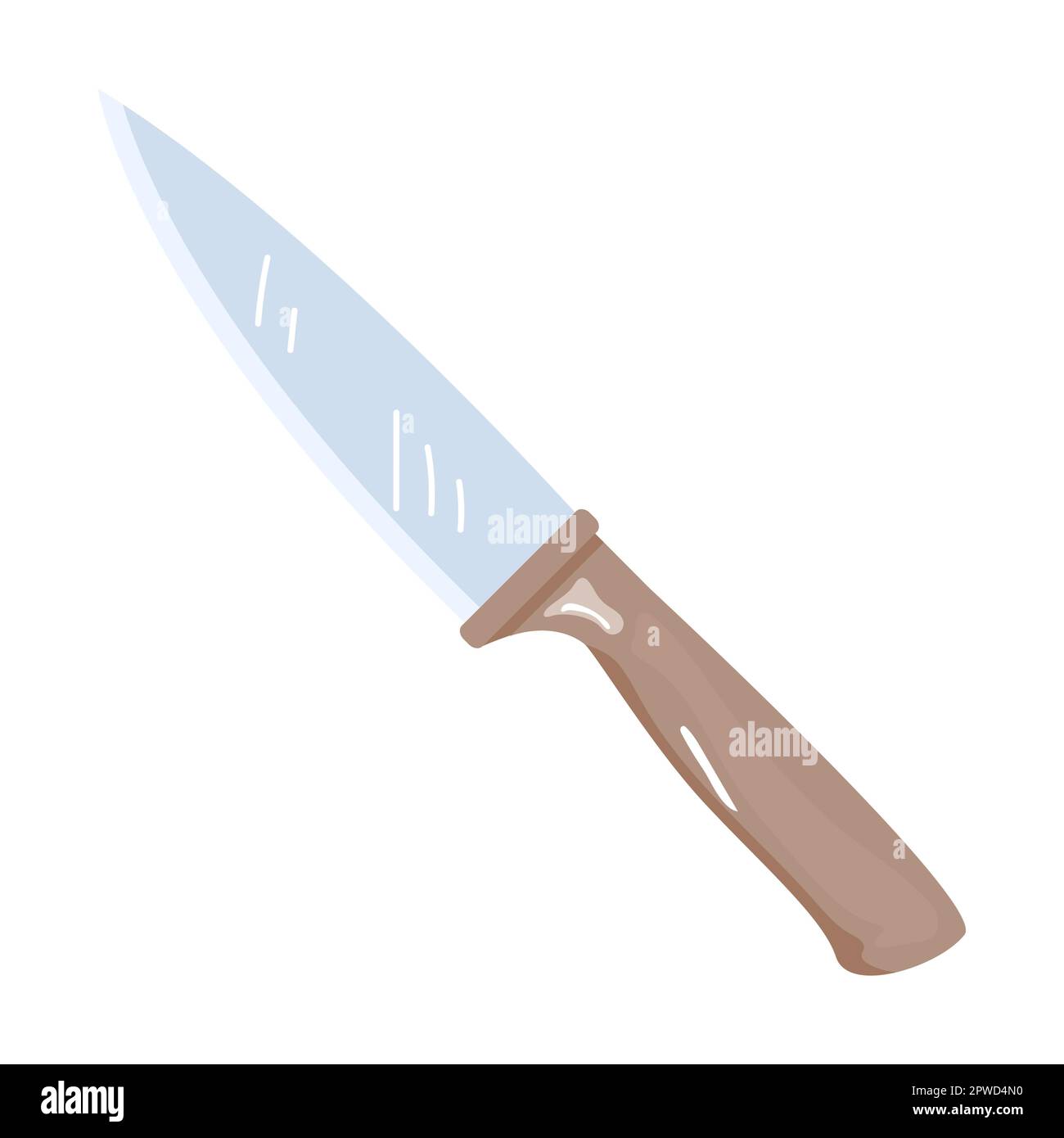 Sharp metal knife, kitchen utensil and tool. Vector illustration of ...