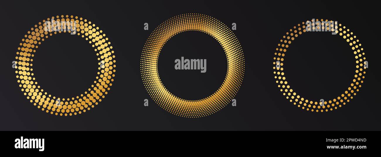 Gold Halftone round frame. Golden luxury Halftone circle logo Stock ...