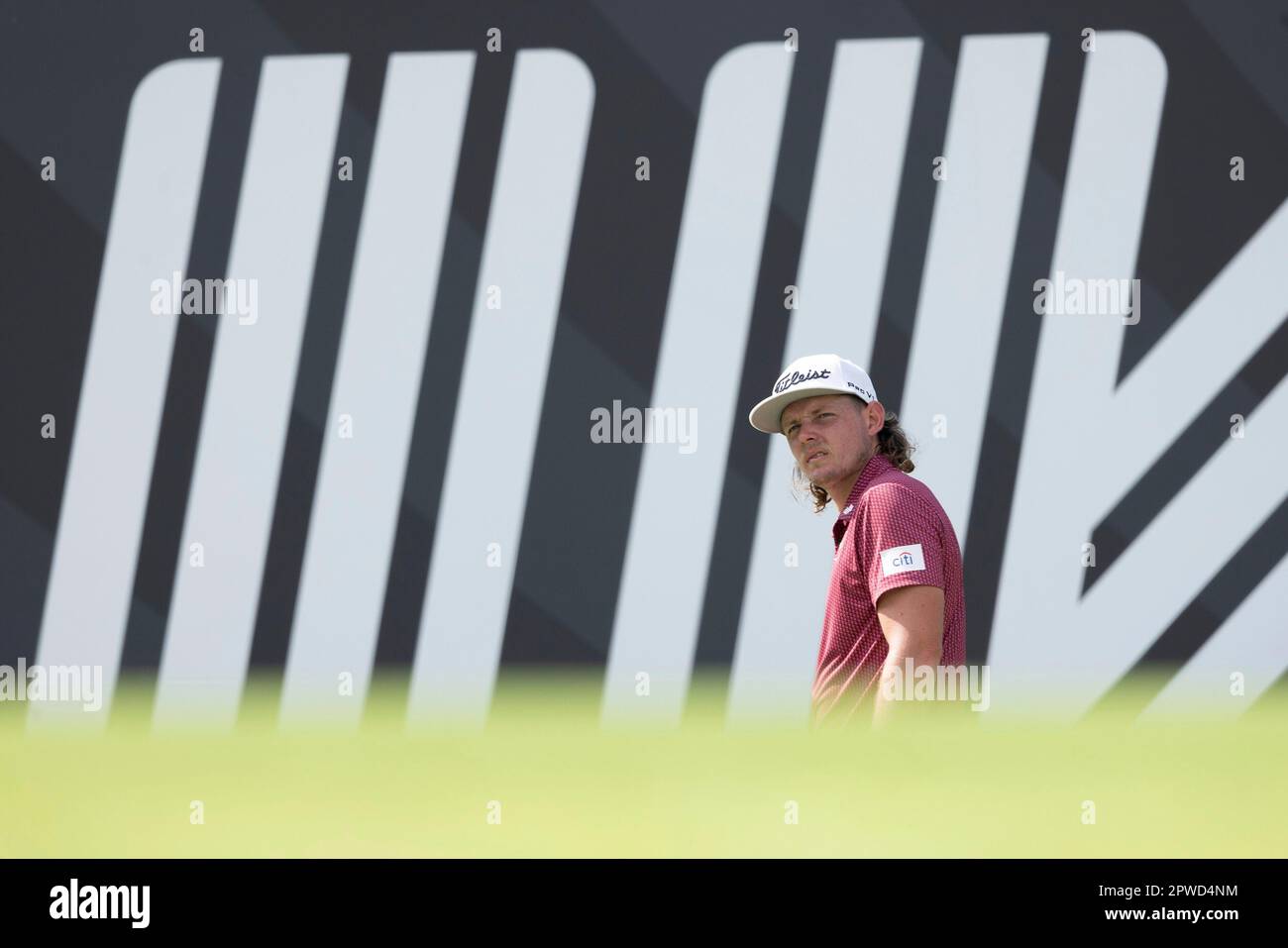 Captain Cameron Smith of Ripper GC looks on from the ninth green during ...