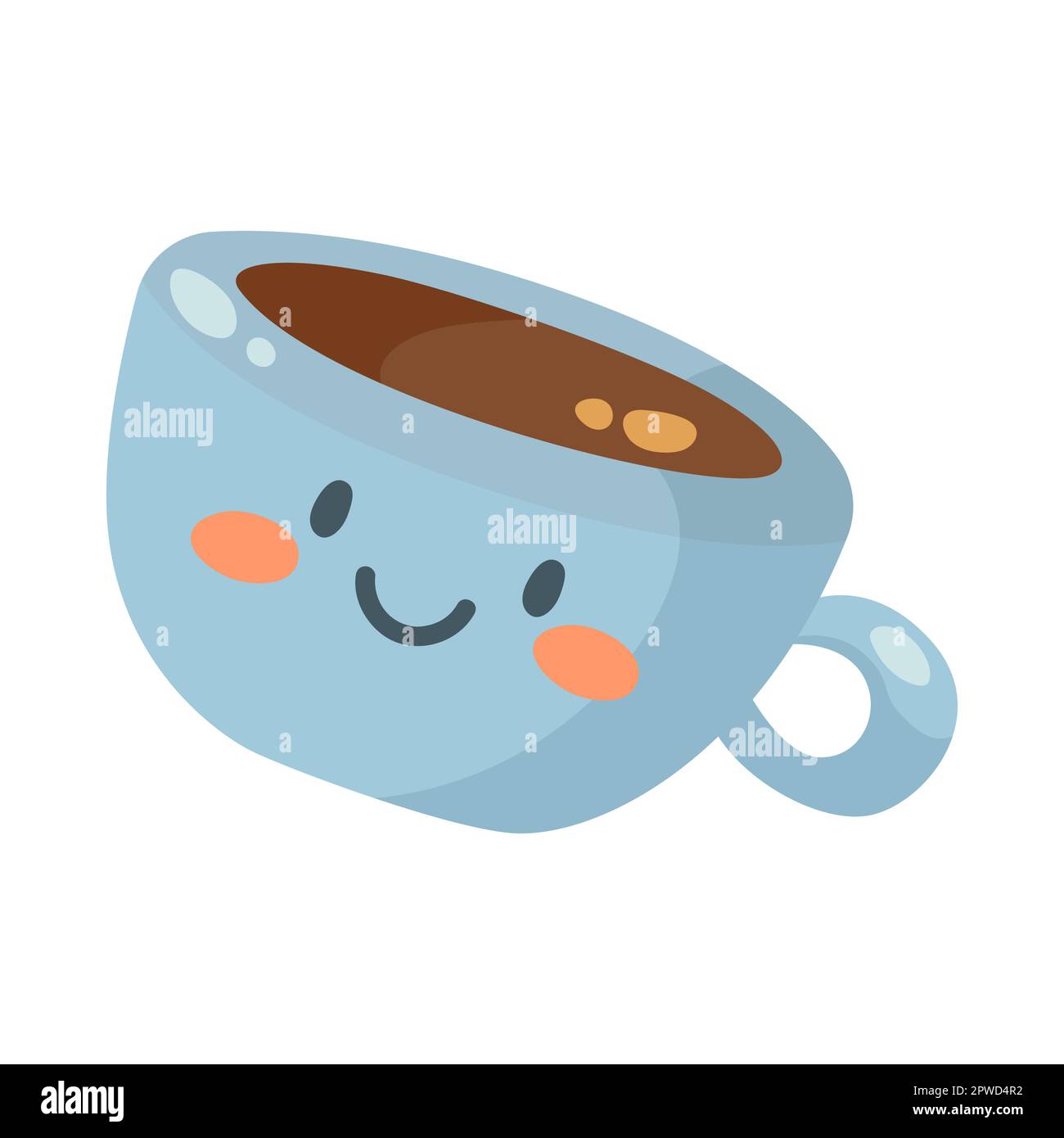 Funny cup of coffee or tea with smiling face illustration Stock Vector ...