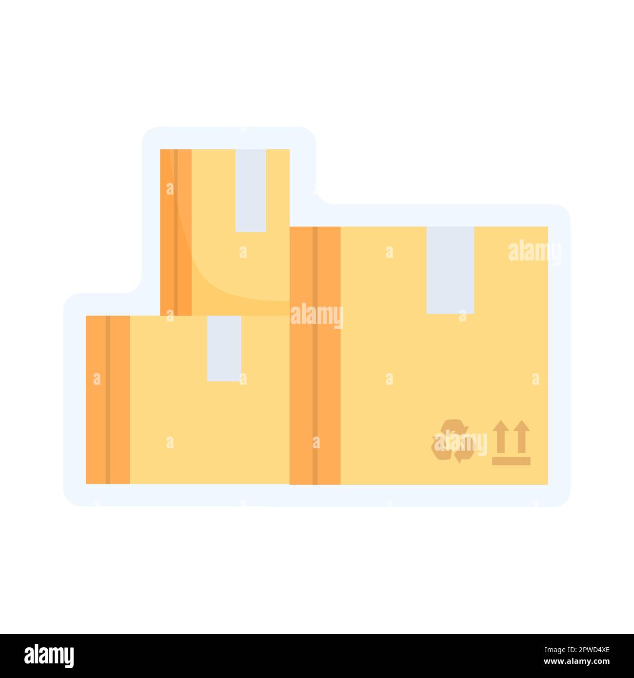Cardboard boxes stacked sticker cartoon illustration Stock Vector Image ...