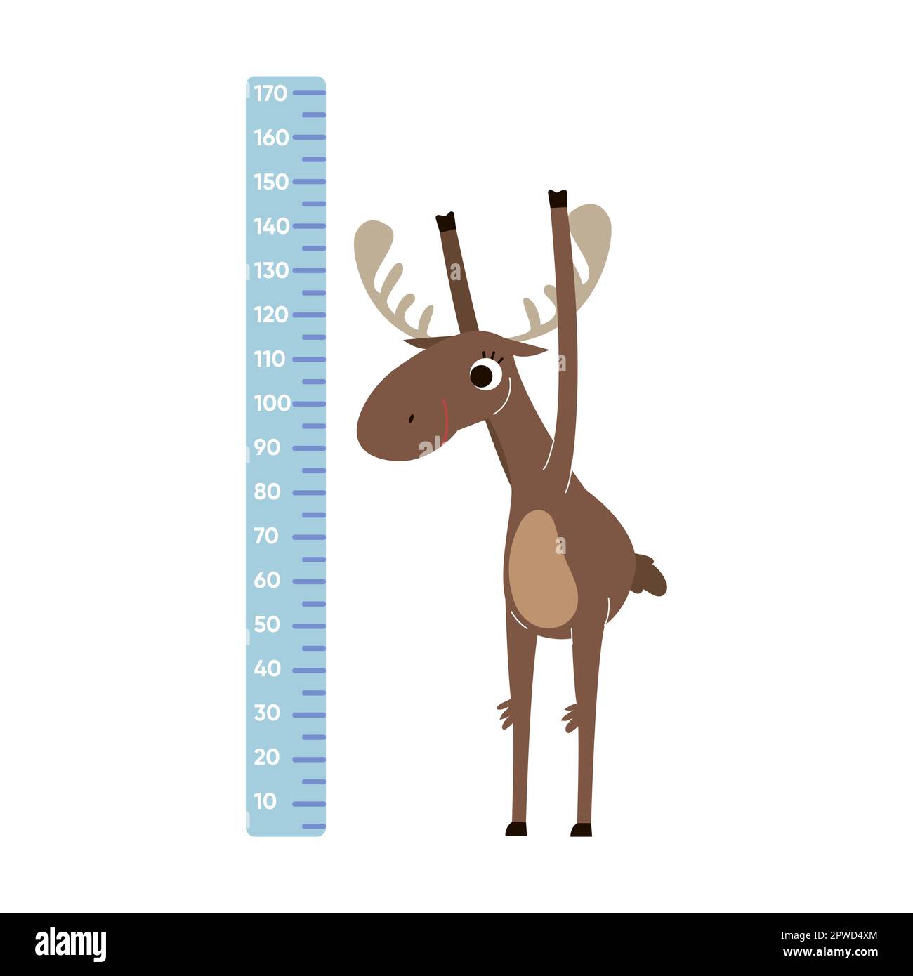 Height ruler with comic animal, vector illustration. Wall sticker for ...