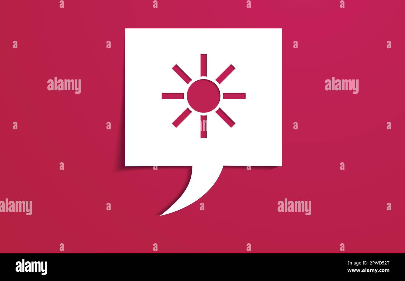 Sun symbol in speech cloud in paper cut style. Vector illustration ...