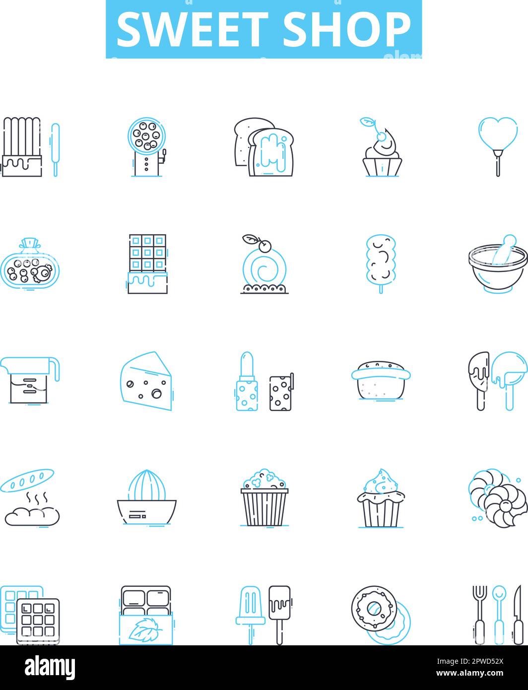 Sweet shop vector line icons set. Candy, Confectionery, Chocolates ...