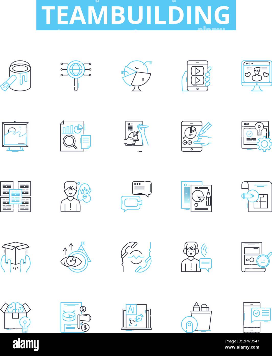 Teambuilding vector line icons set. Teamwork, Collaboration, Problem ... Teambuilding vector line icons set. Teamwork, Collaboration, Problem ...