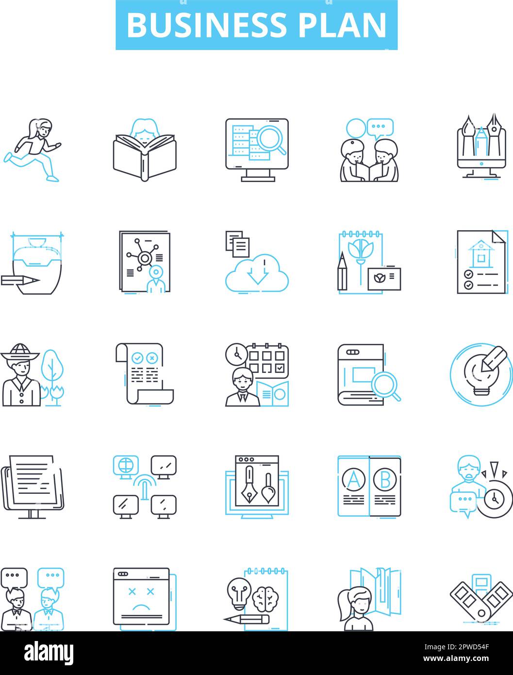 Business plan vector line icons set. Business, Plan, Strategy ...