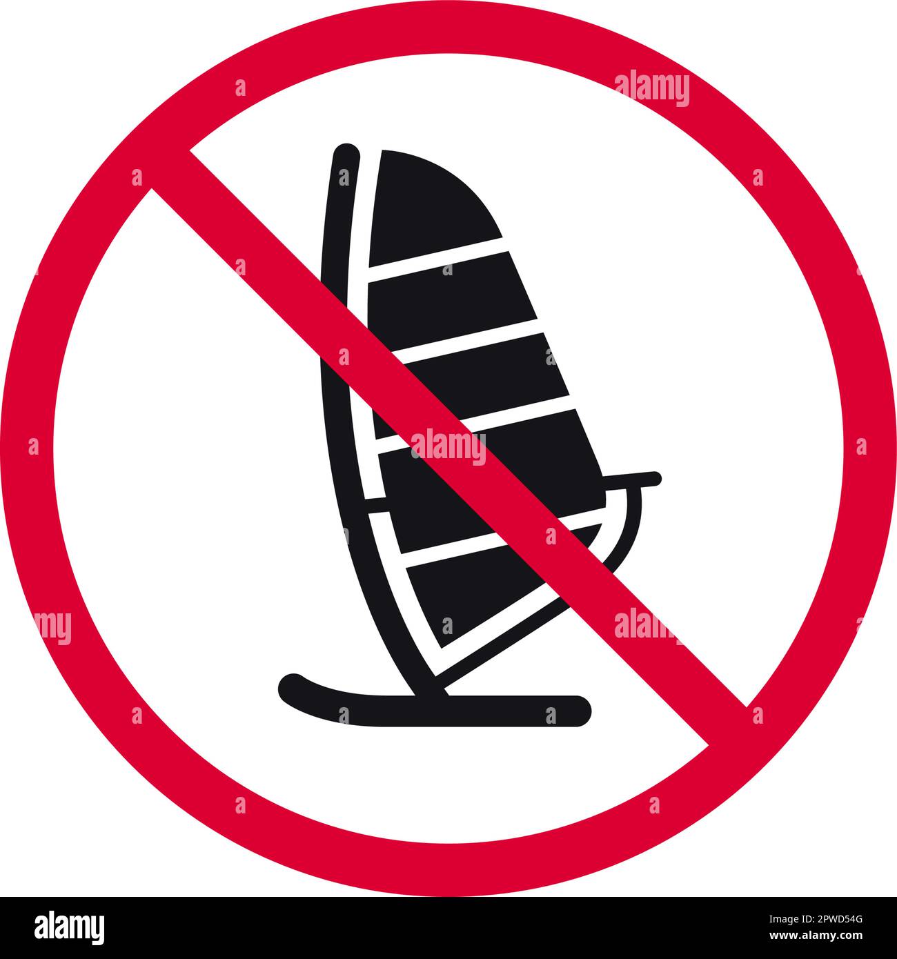 No Windsurfing prohibited sign, forbidden modern round sticker, vector ...