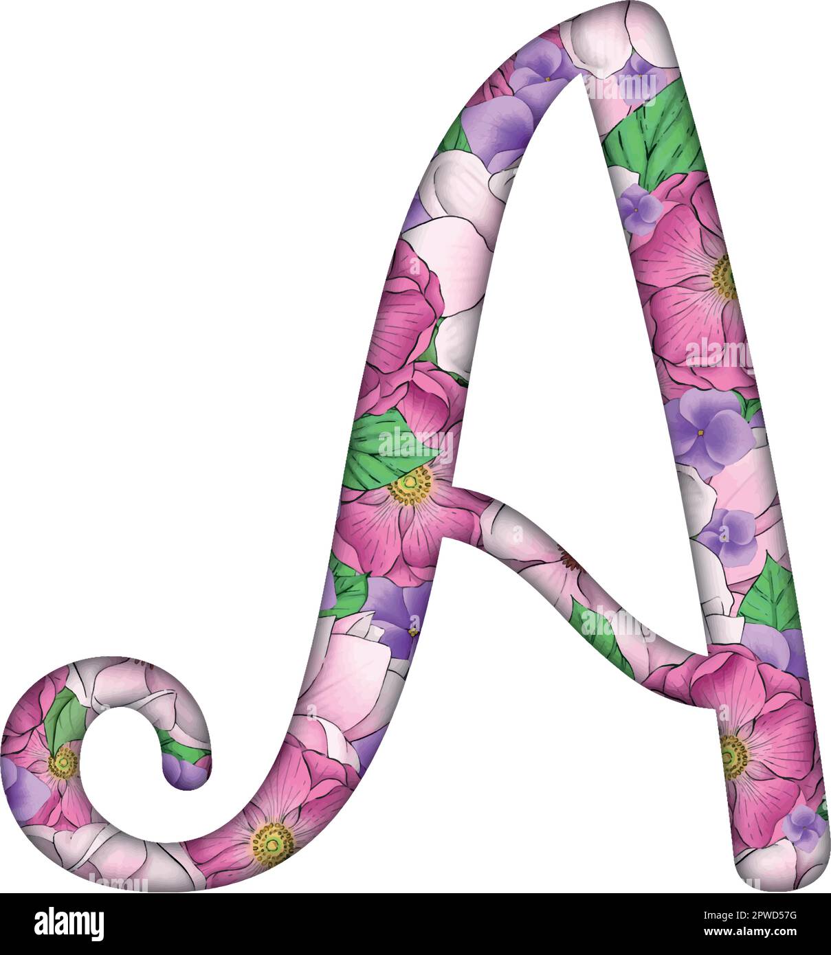 English alfabet. Letters with flowers inside. Specially for decorating ...