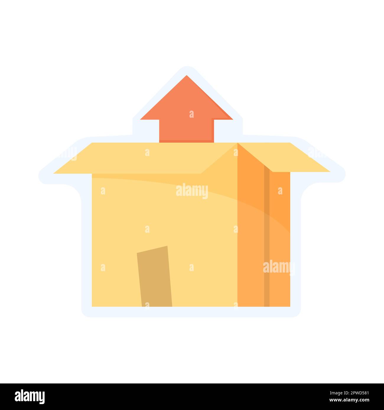 Opened cardboard box sticker cartoon illustration Stock Vector Image ...