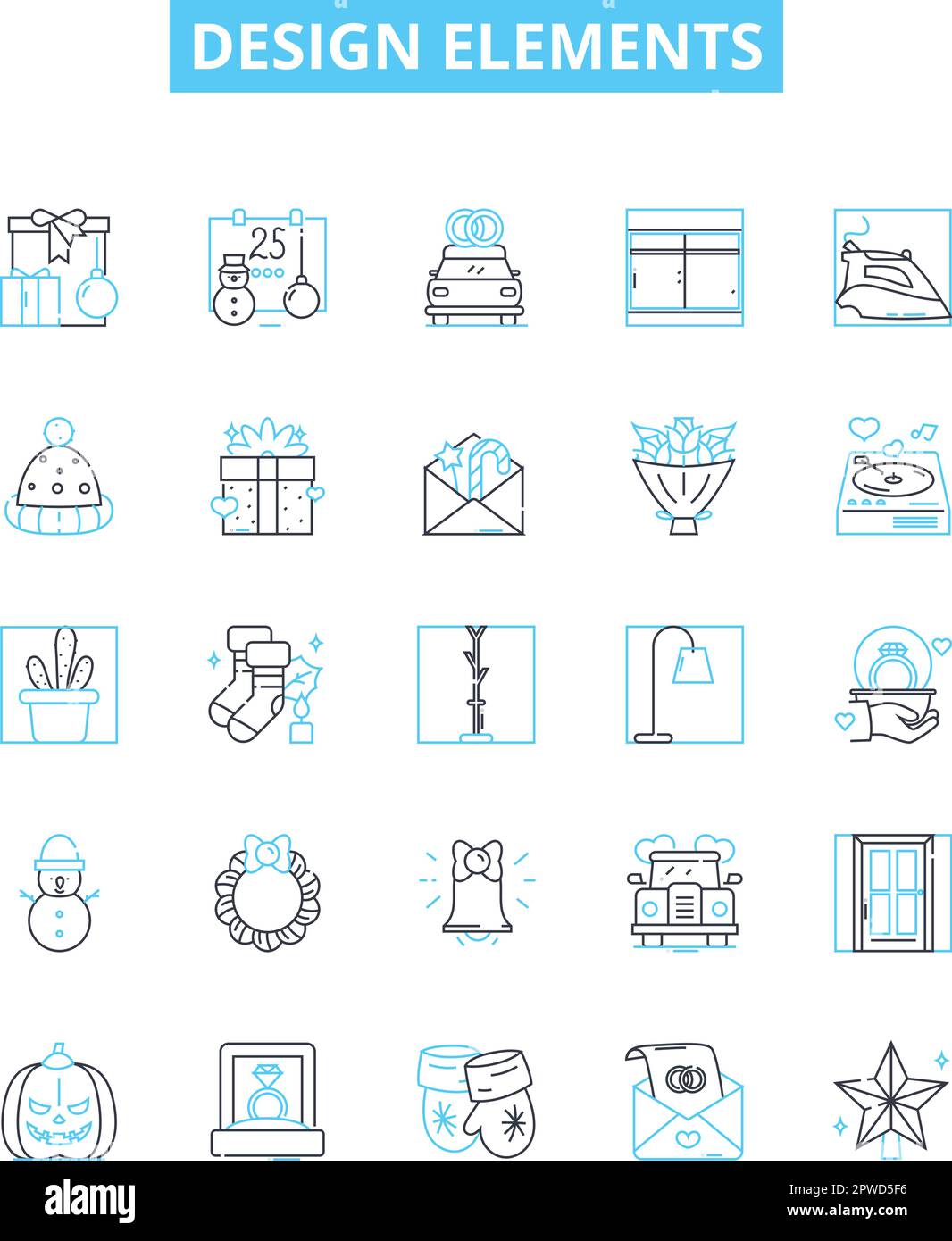 Design elements vector line icons set. Colour, Form, Line, Shape, Space ...