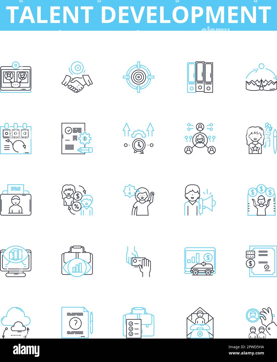 Talent development vector line icons set. Education, Training, Coaching ...