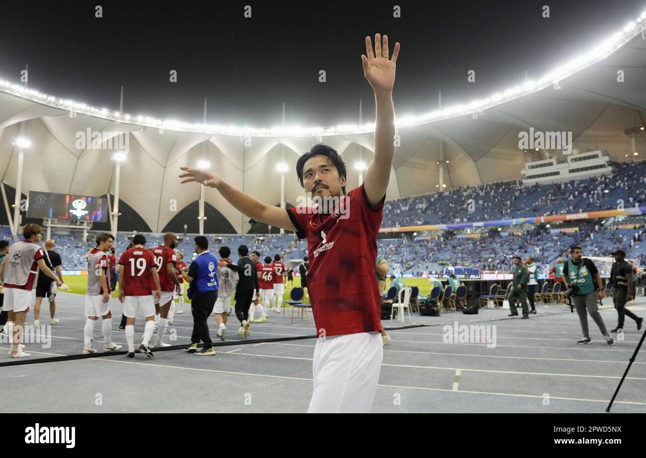 Shinzo Koroki of J-League side Urawa Reds acknowledges the crowd after ...