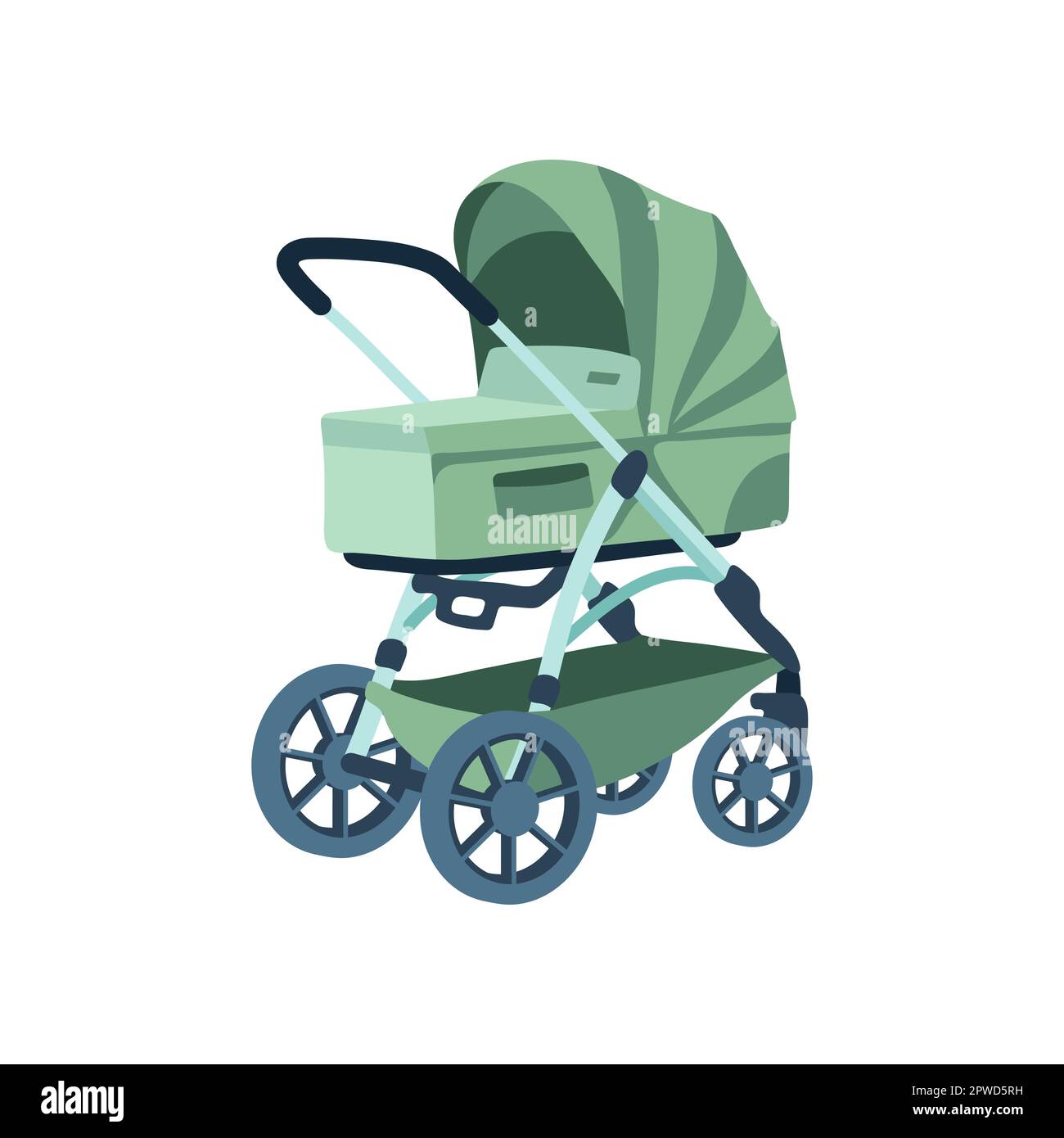 Green stroller for babies vector illustration Stock Vector Image & Art ...