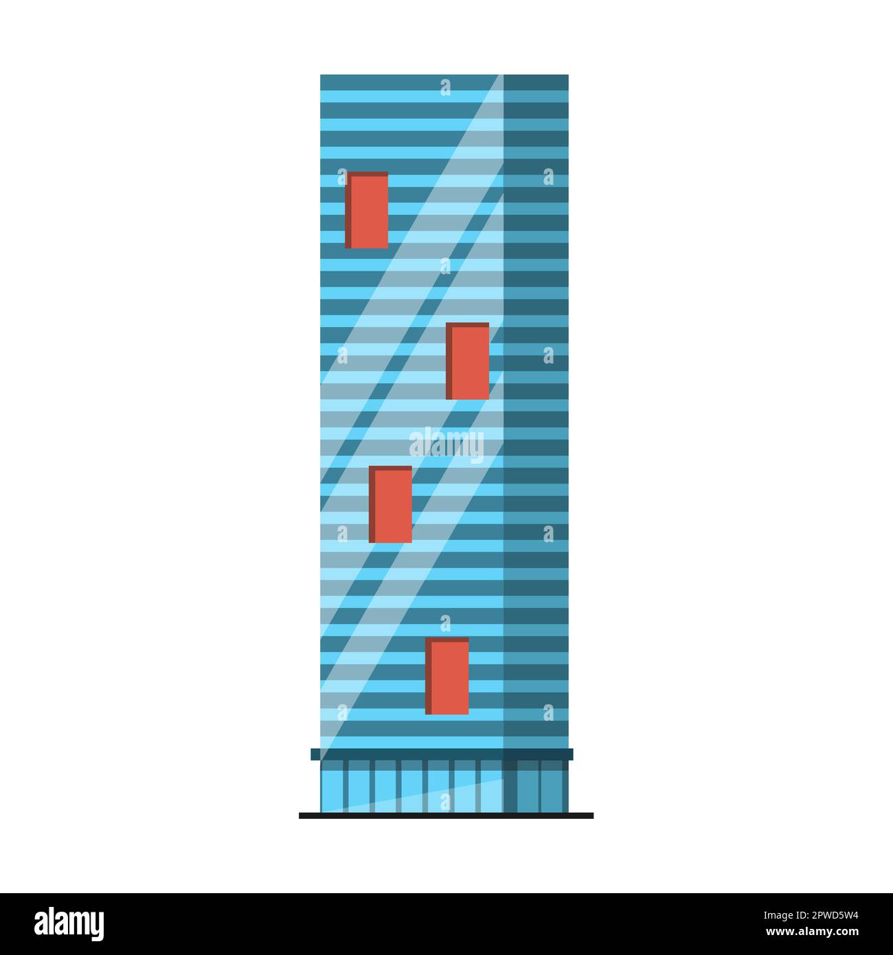 high rise glass tower Office or apartment building, vector illustration ...