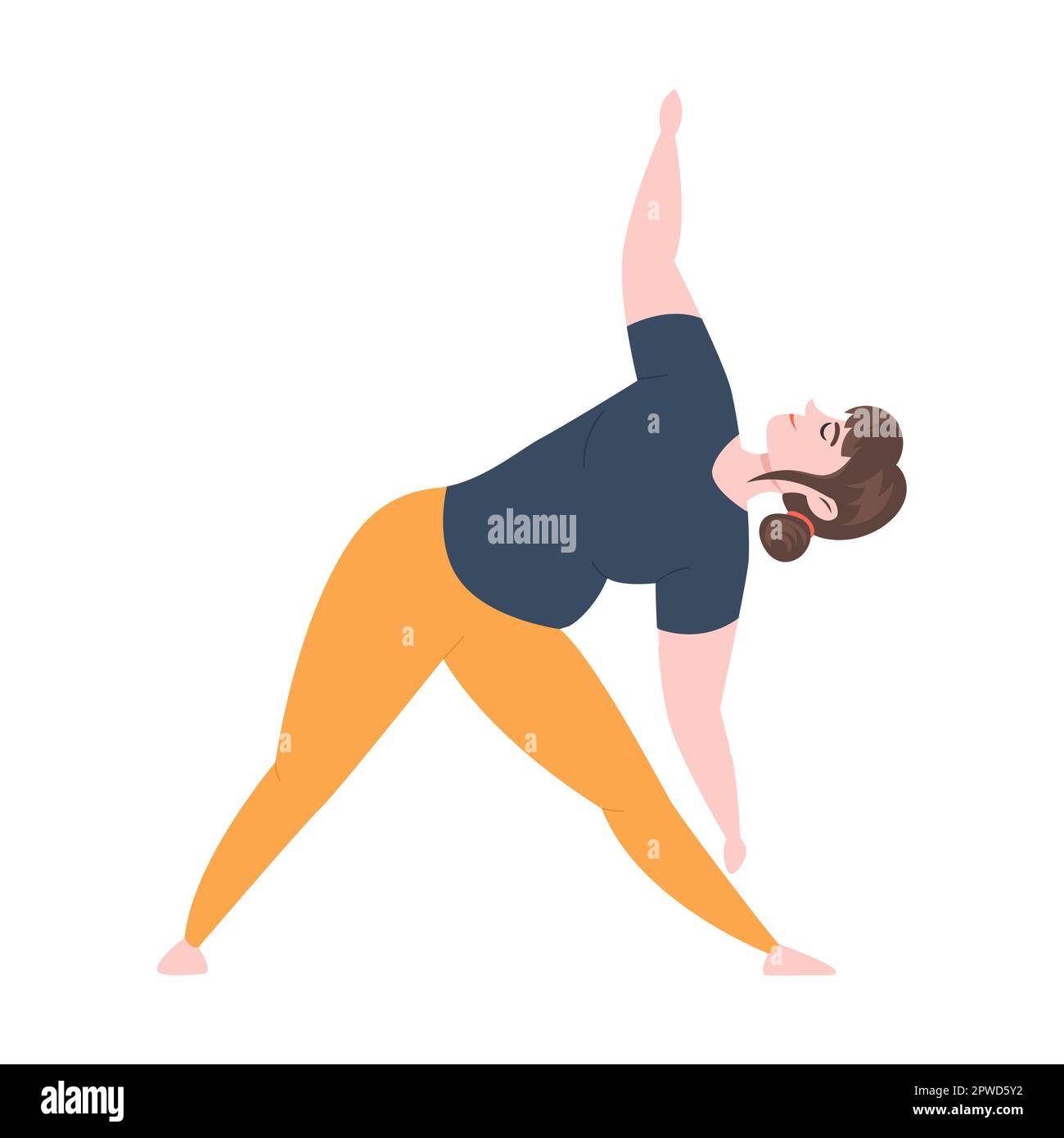 relaxed and spiritual Cartoon woman doing yoga exercises vector ...