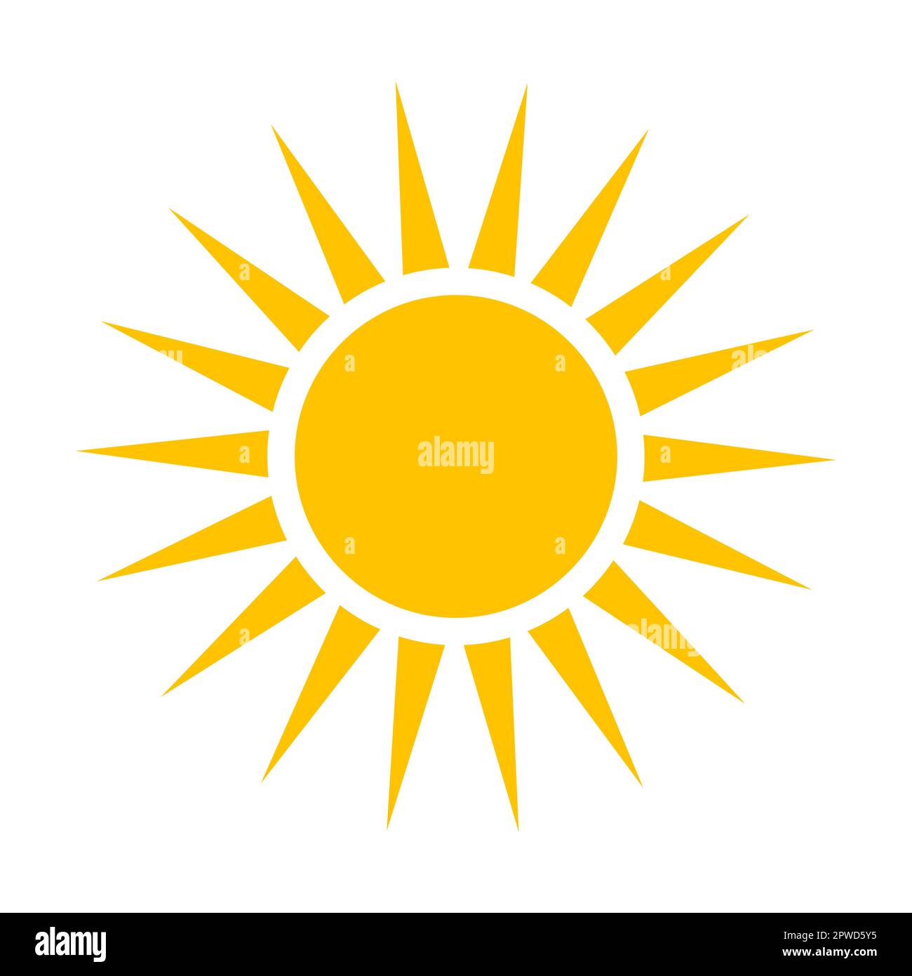 Shape of swelter sun. Vector illustration of bright yellow round sun ...