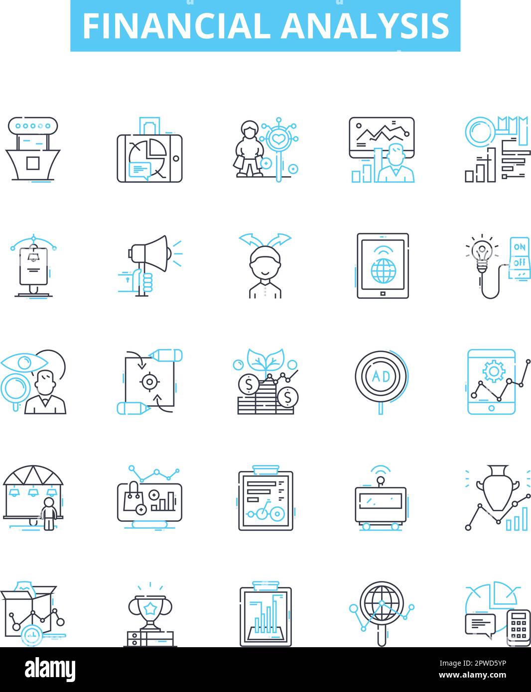 Financial analysis vector line icons set. Finance, Analysis, Financial ...