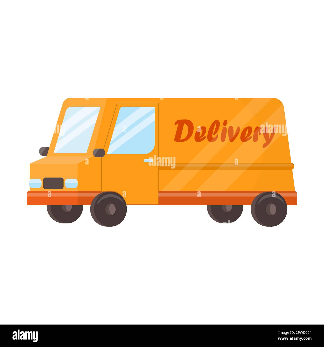 Yellow courier pickup car. Courier delivery element vector illustration ...