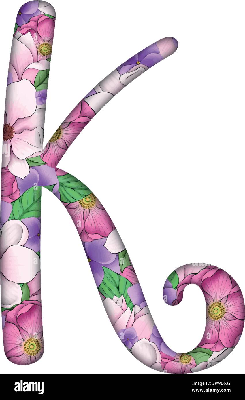 English alfabet. Letters with flowers inside. Specially for decorating ...