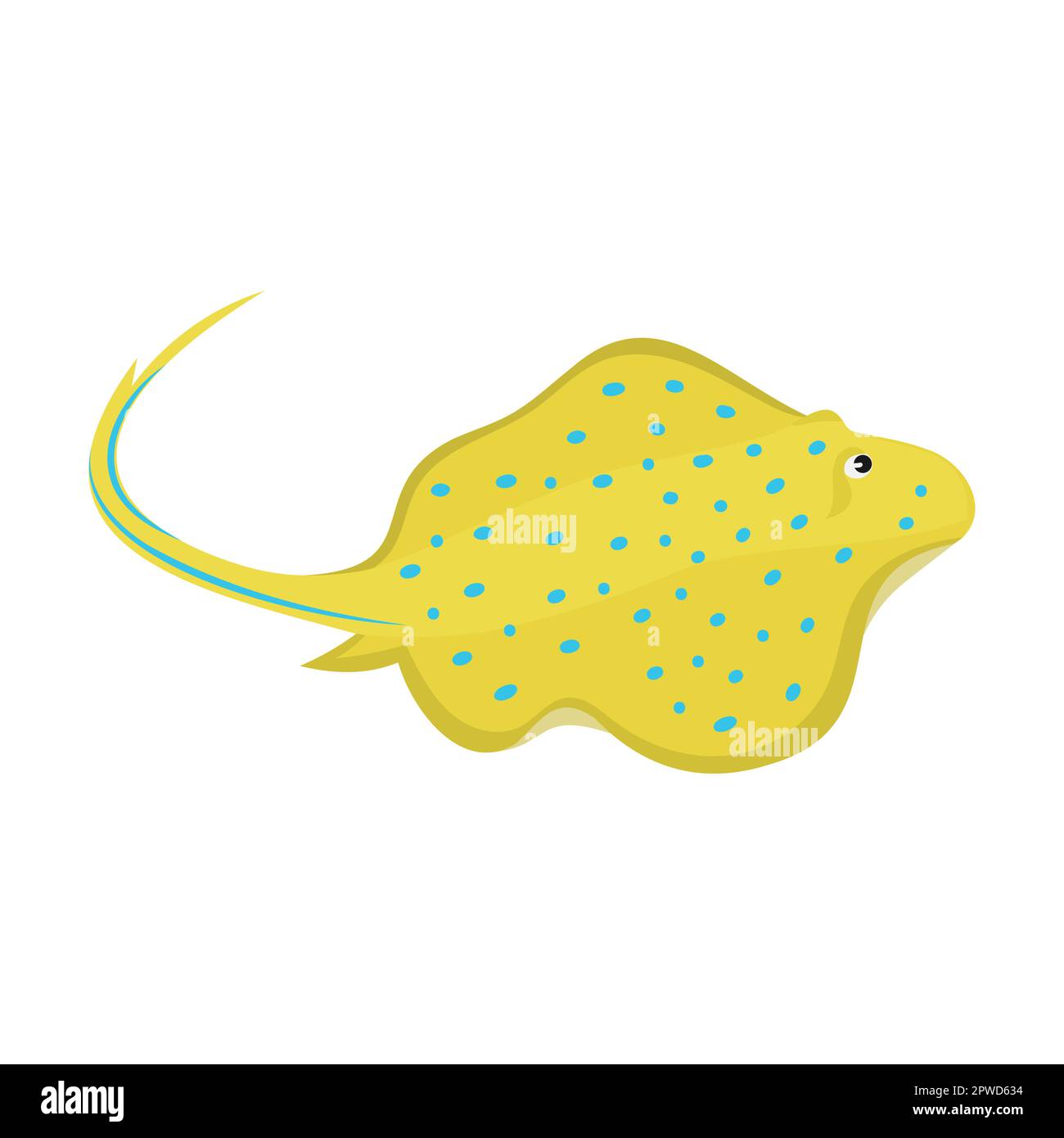 Cute tropical spotted stingray cartoon character vector illustration ...