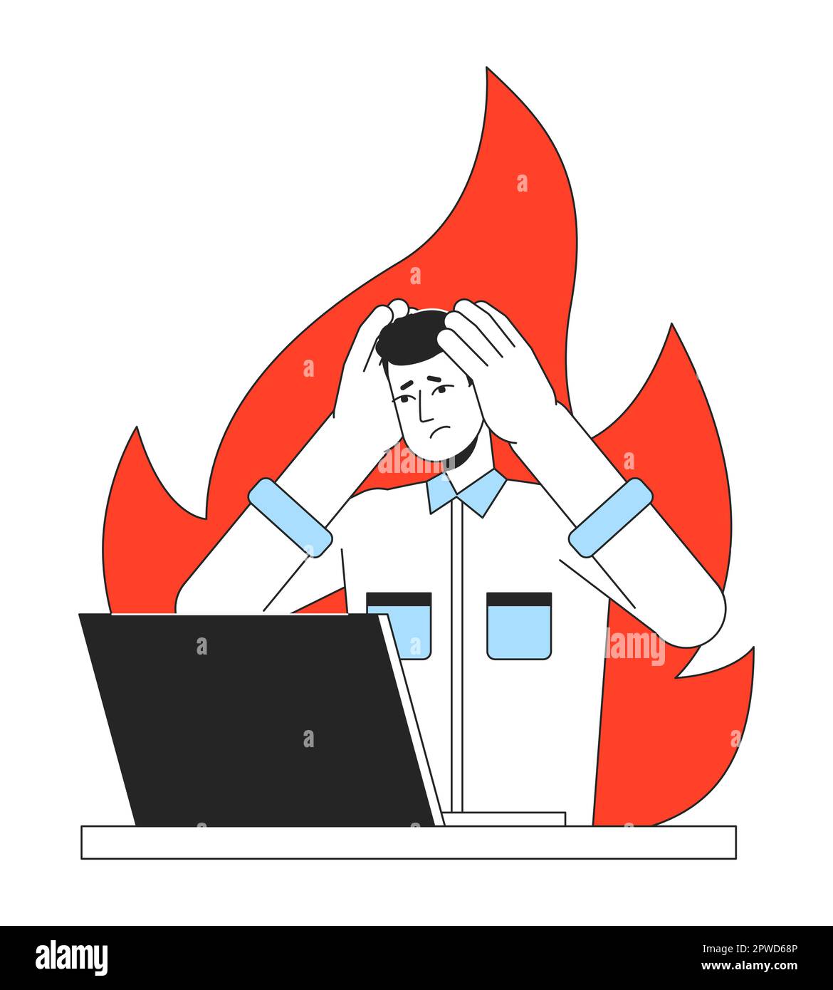 Job burnout flat line concept vector spot illustration Stock Vector ...