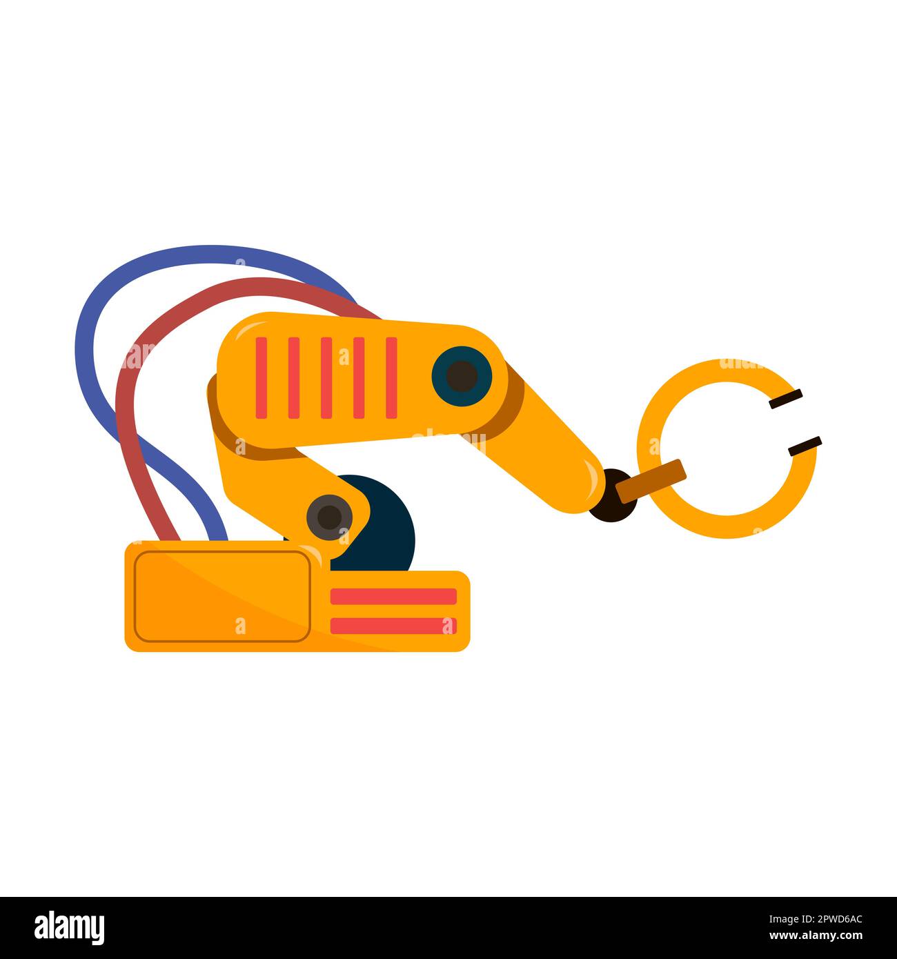 Robotic machine on factory, technological line. Vector illustration of ...