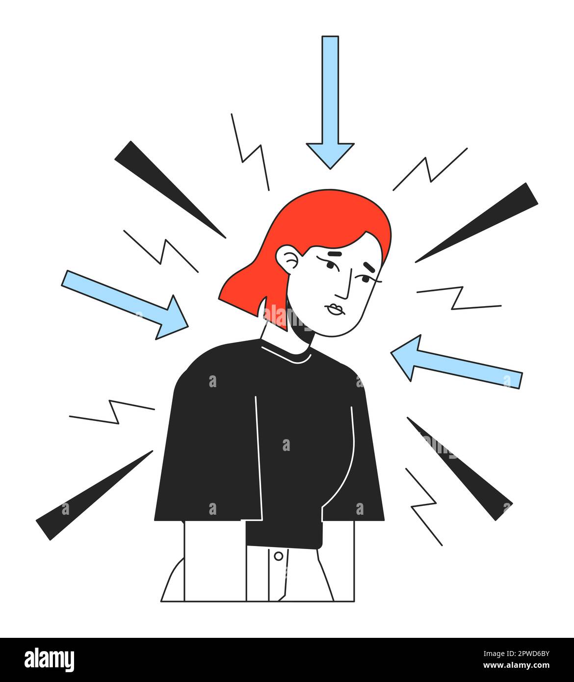 Overthinking disorder flat line concept vector spot illustration Stock ...