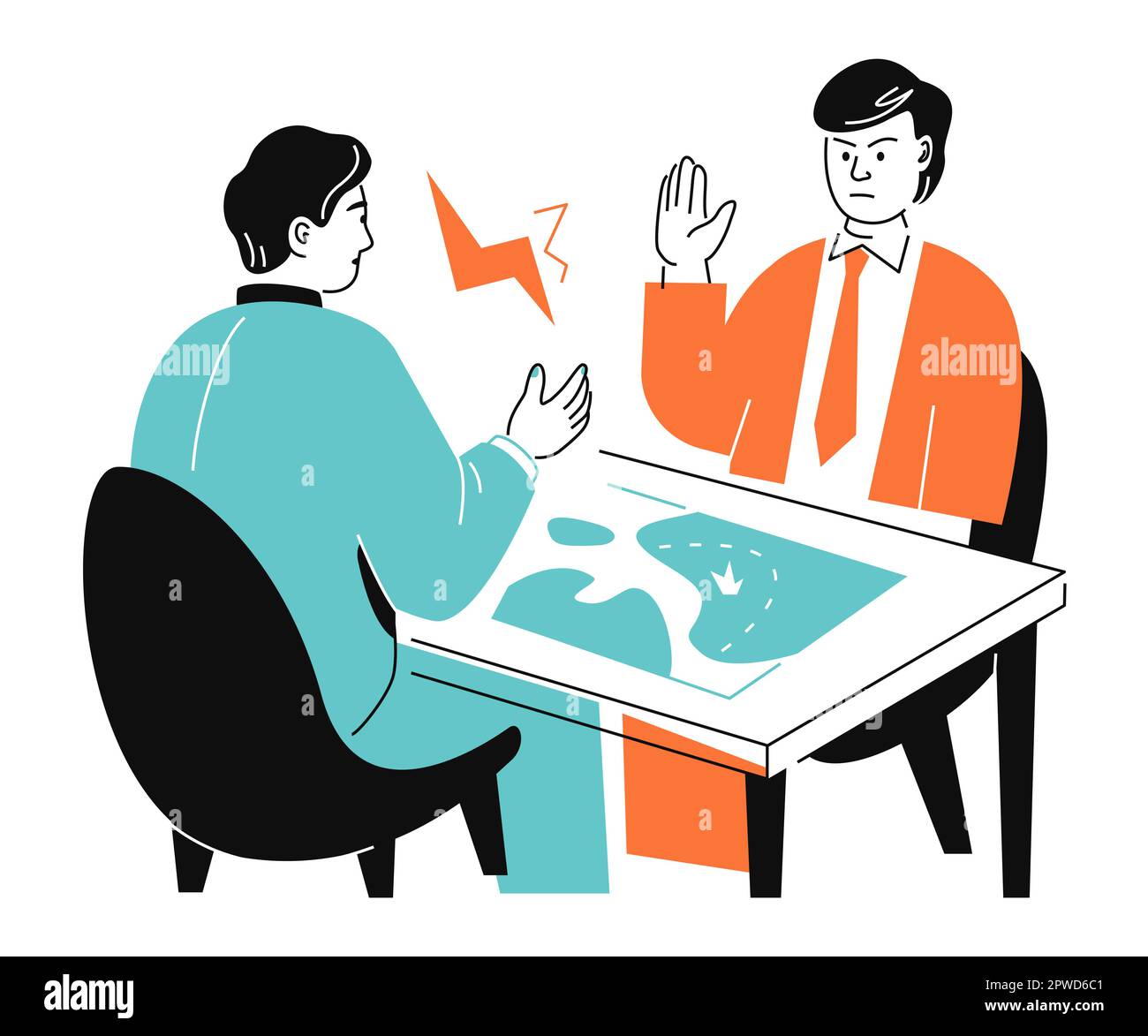 Discussion of territorial division - colorful flat design style ...