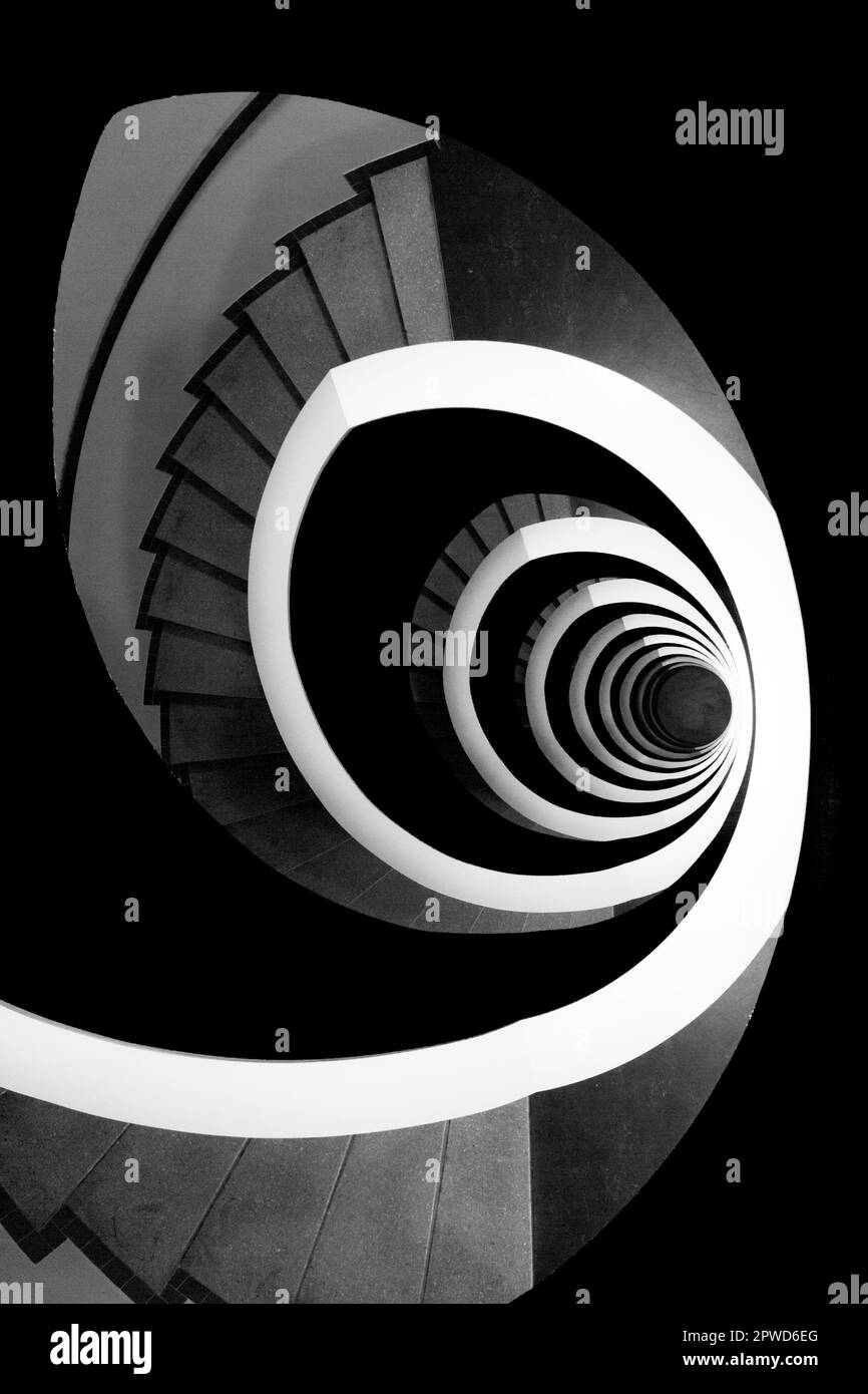 Spiral staircase with green color forming a beautiful shell pattern ...