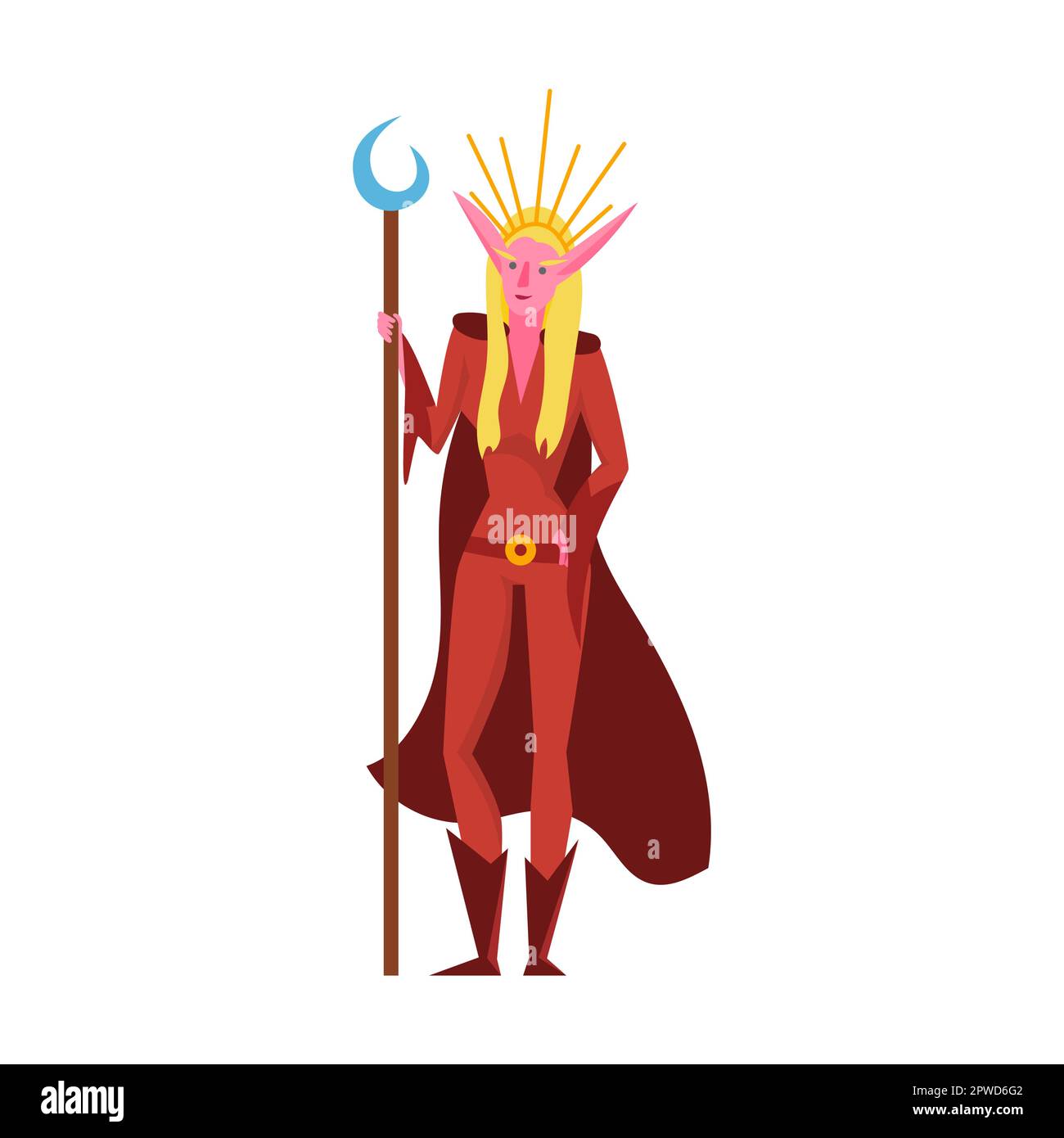 slender elf sorcerer wizard, Computer games heroe cartoon vector ...