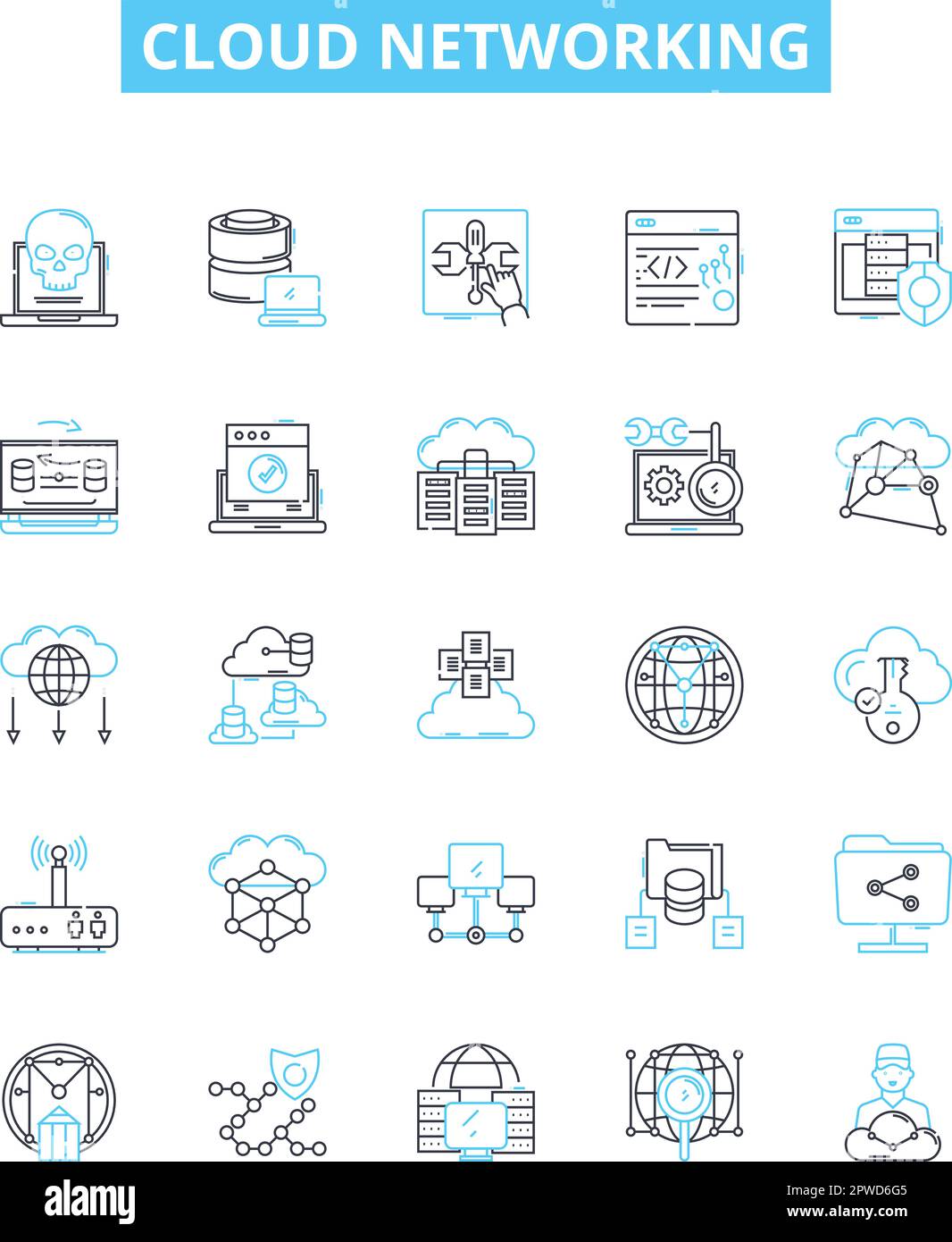 Cloud networking vector line icons set. Cloud, Networking ... Cloud networking vector line icons set. Cloud, Networking ...