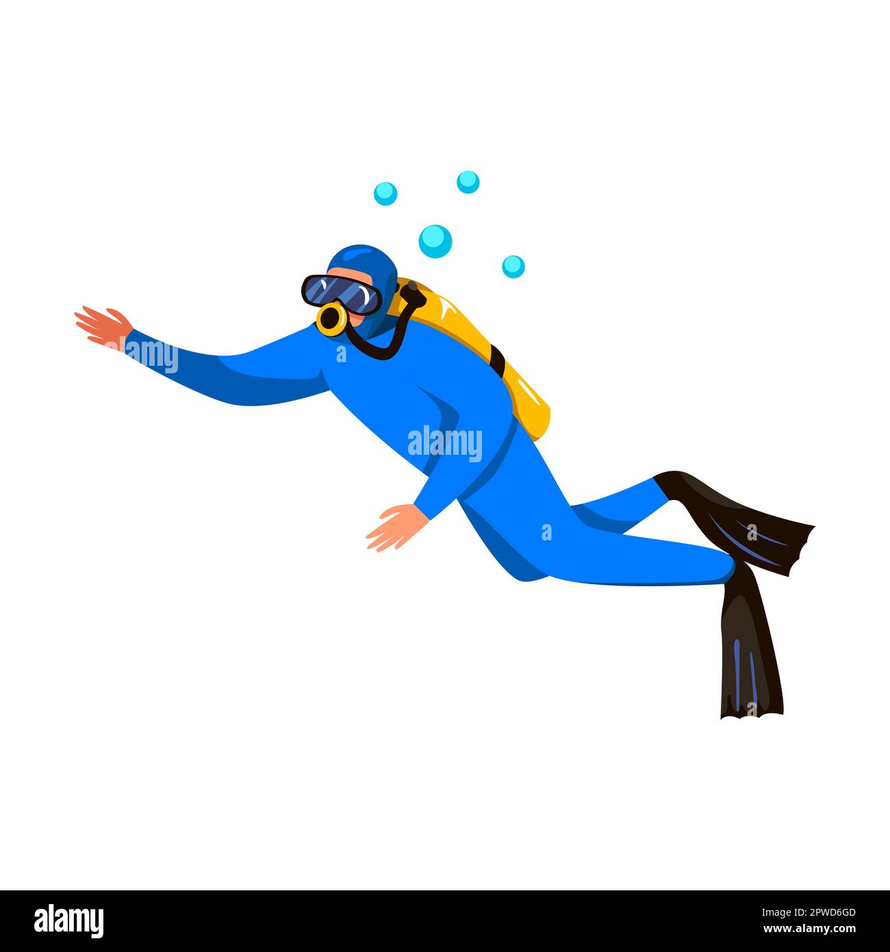 Water sport cartoon vector illustration. People doing ocean diving ...