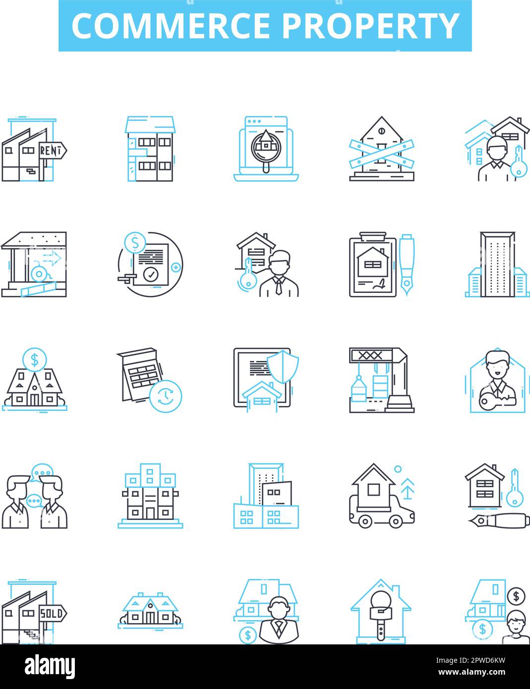 Commerce Property Vector Line Icons Set Commerce Property Real