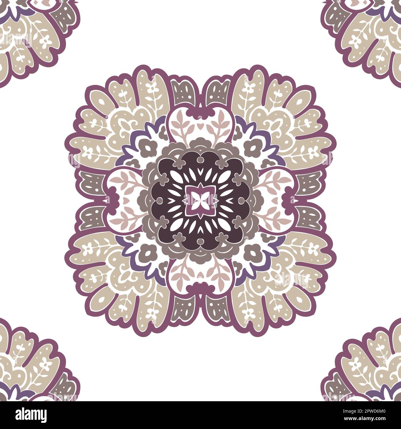 Blooming flowers, paisley print ornaments vector Stock Vector Image ...