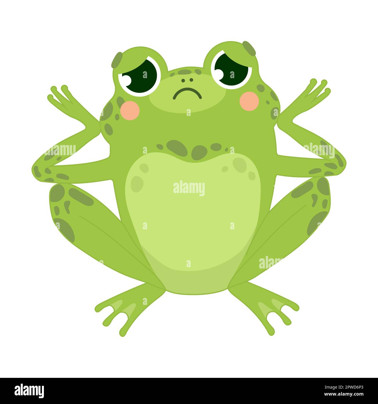 cute colorful frog sits and mourns, cartoon vector illustration. Funny ...
