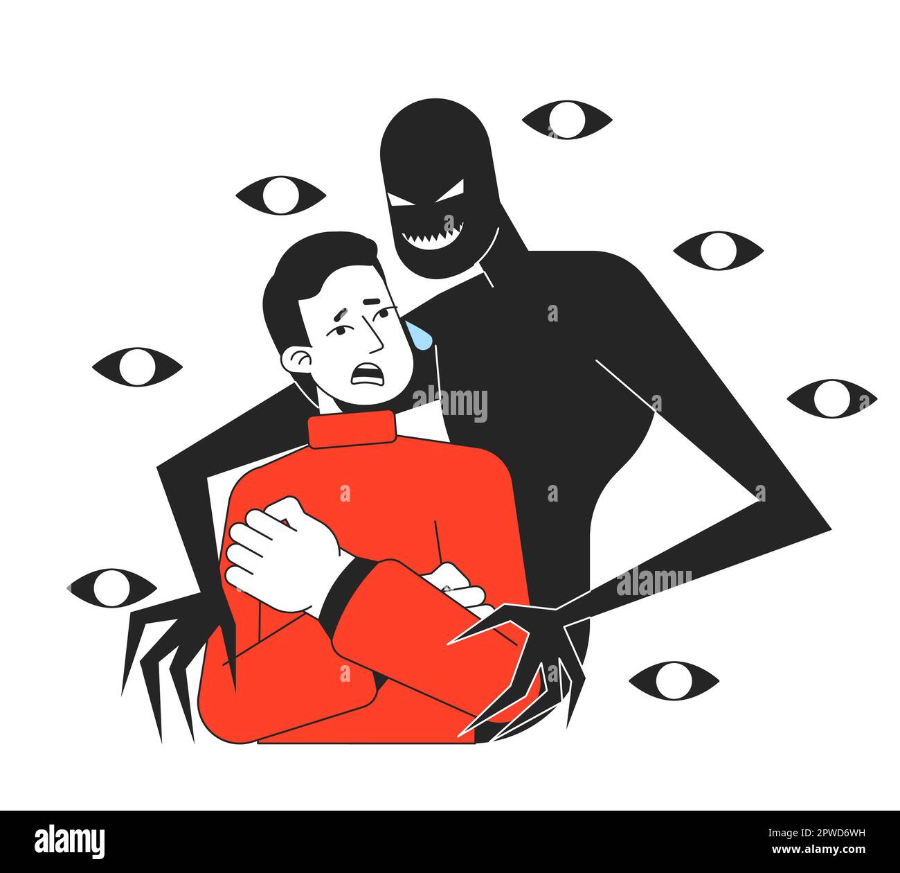 Phobia disorder flat line concept vector spot illustration Stock Vector ...