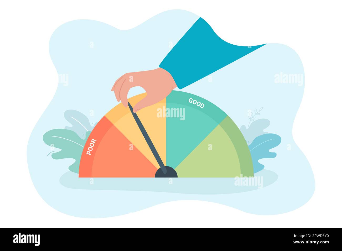 Hand turning pointer on credit score indicator or gauge Stock Vector ...