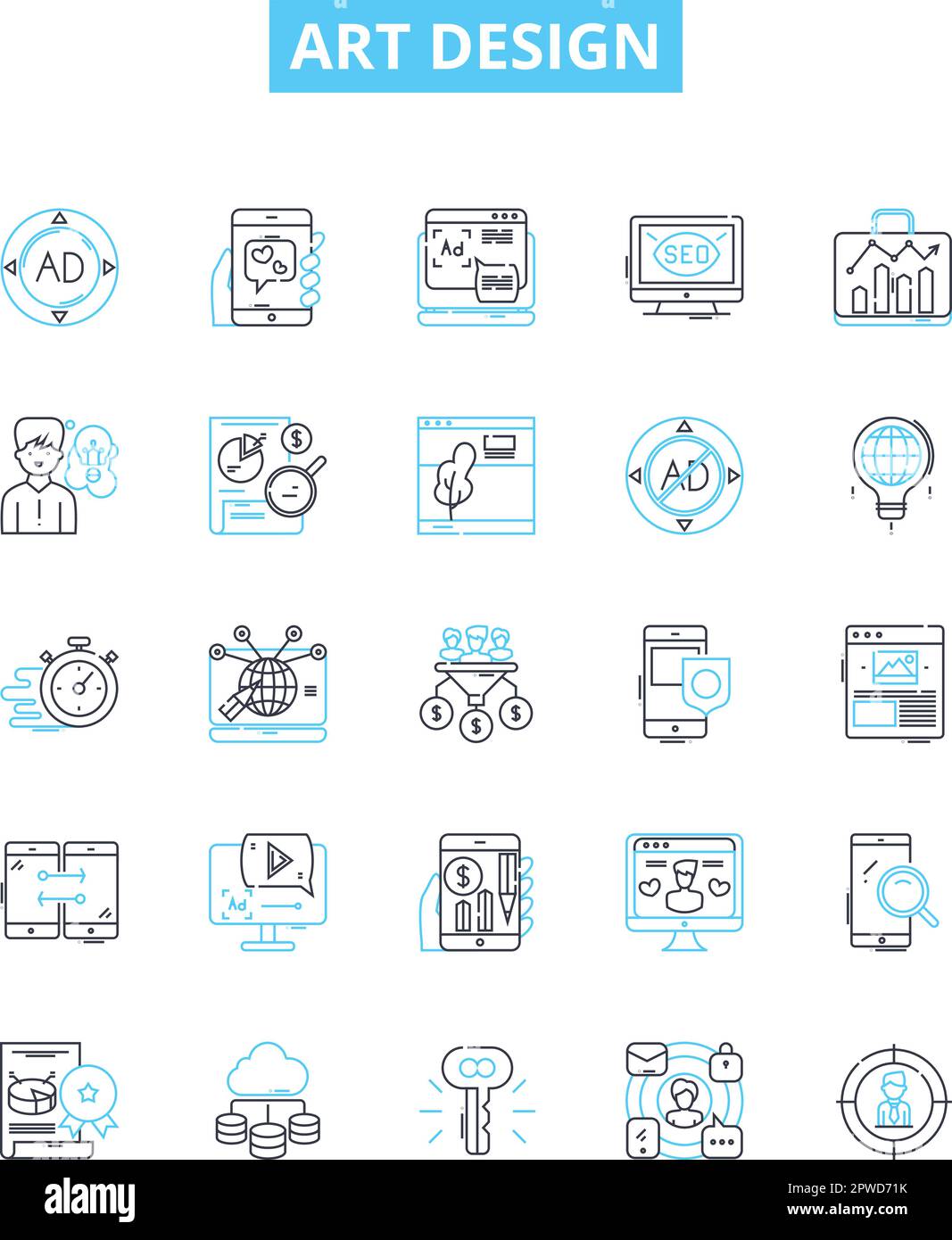 Art design vector line icons set. Graphic, Craft, Drawing, Sculpting ...