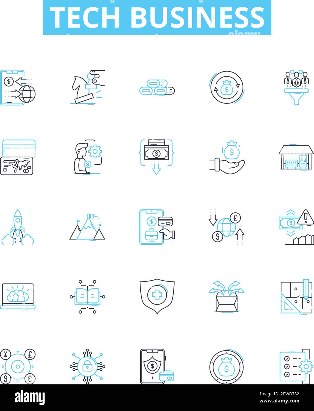 Tech business vector line icons set. Tech, Business, Software ...