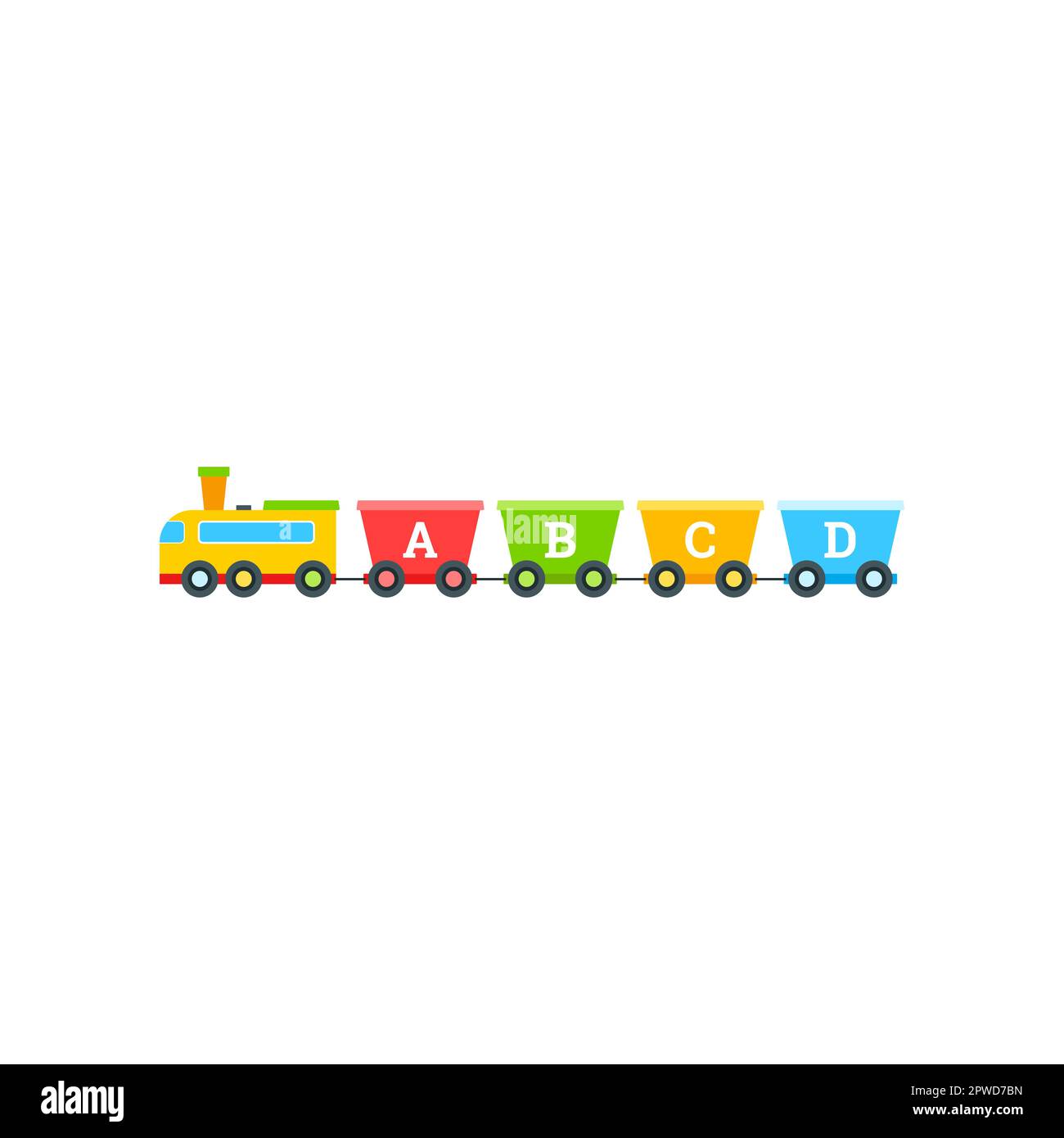 Toy train with carts with letters cartoon illustration Stock Vector ...