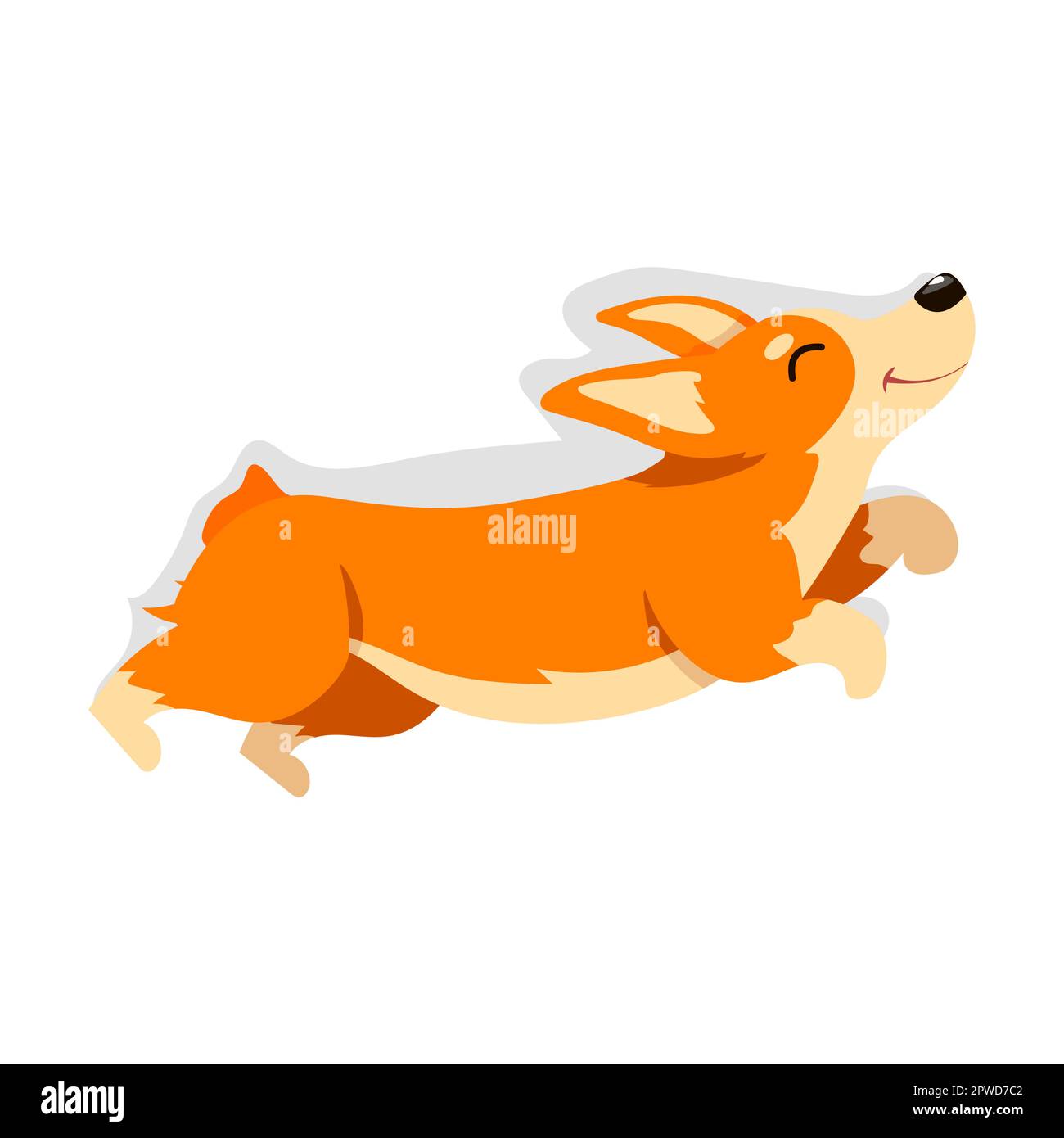 Corgi dog character jumping dreamily. Vector illustration of corgi ...