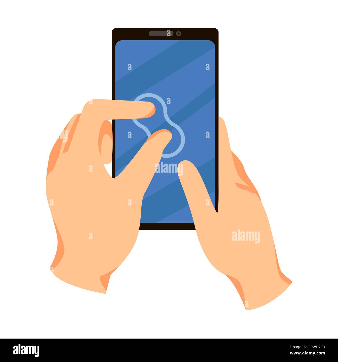 spread fingers on smartphone screen. Vector illustration of hand with ...