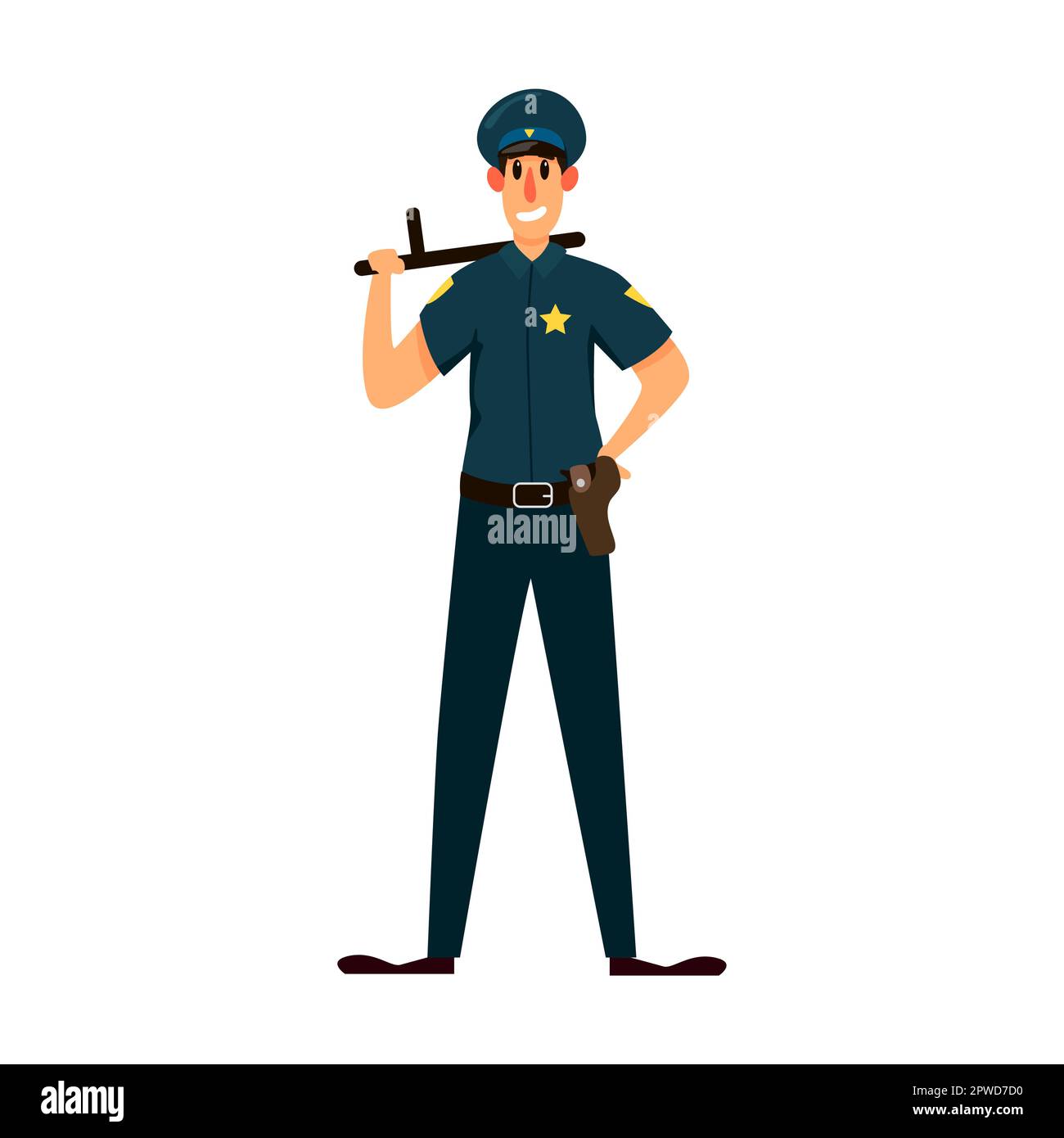 Policeman character to keep order. Vector illustration of patrol ... Policeman character to keep order. Vector illustration of patrol ...