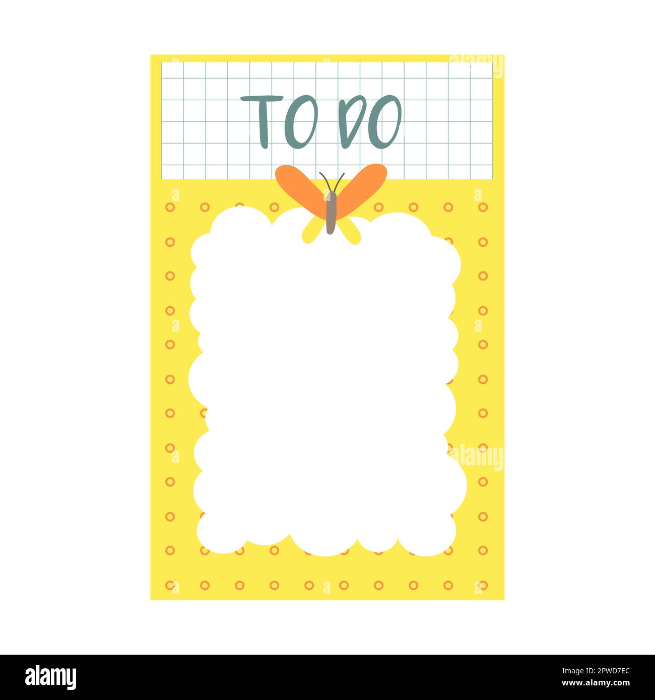 diary page summer pattern with butterfly, cartoon vector illustration ...