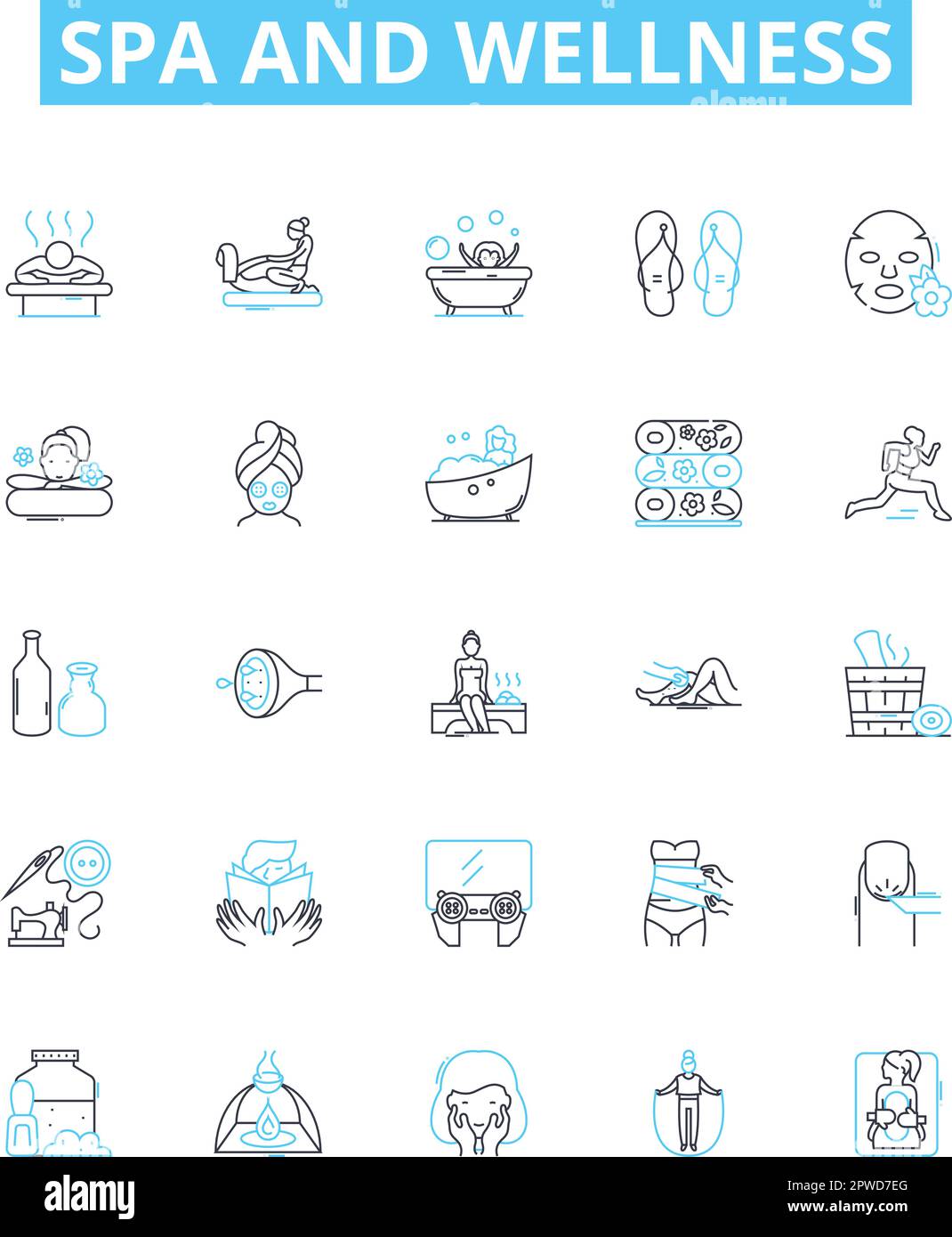 Spa and wellness vector line icons set. Spa, Wellness, Relaxation, Beauty, Therapy, Massage, Hot ...